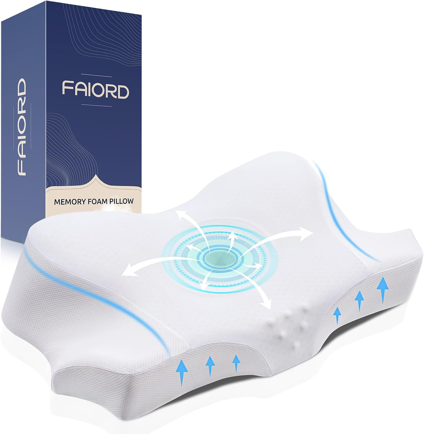 for Neck Pain Relief, Ergonomic Contoured Orthopedic Pillows for Bed ...