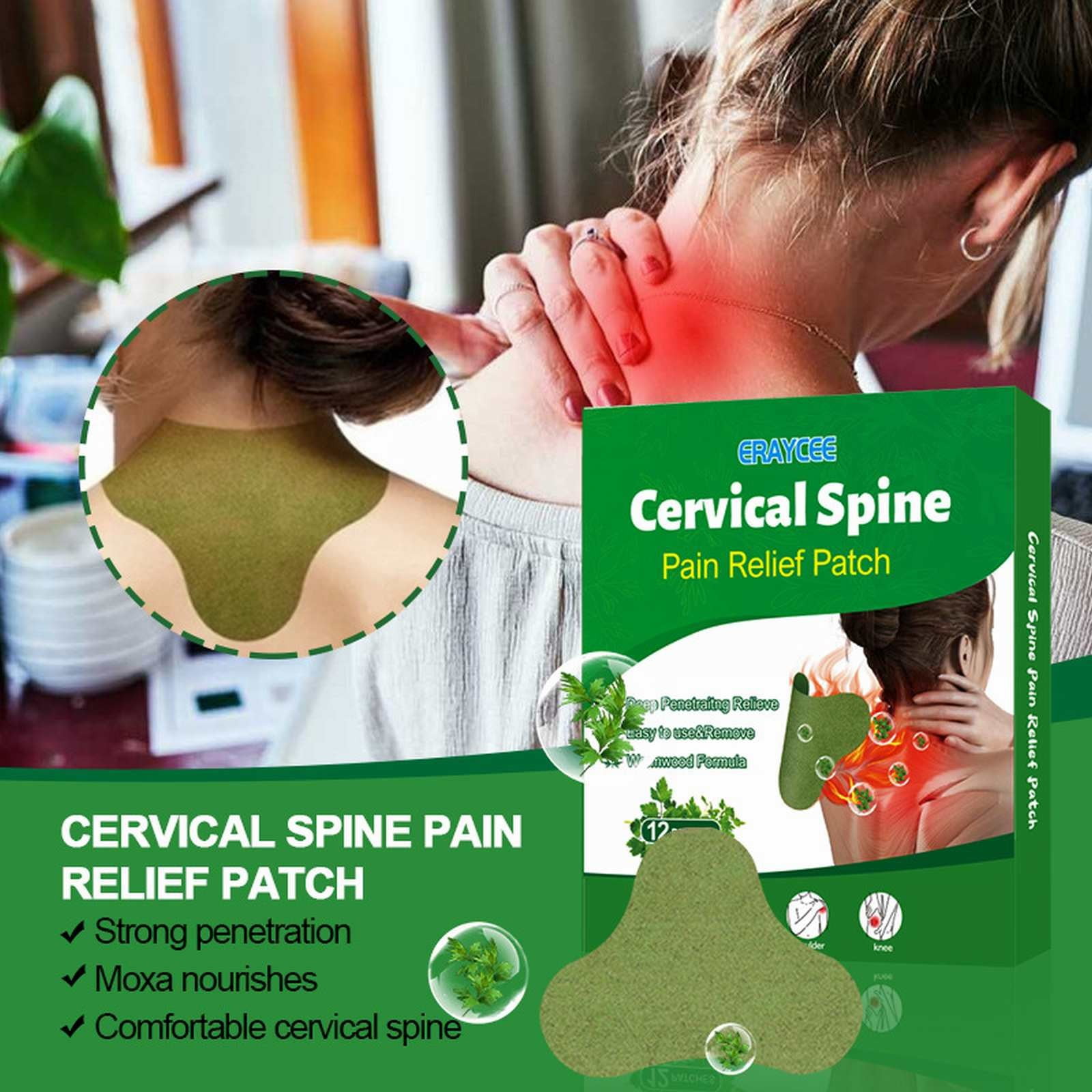 Neck Patches - 12 Count Warming Herbal Plaster Maximum Strength Heat ...