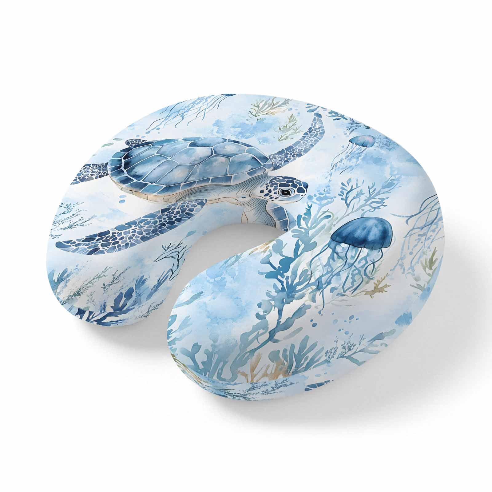 Neck Pillow, Blue Turtle Coastal Memory Foam U-Shaped Travel Pillow for ...