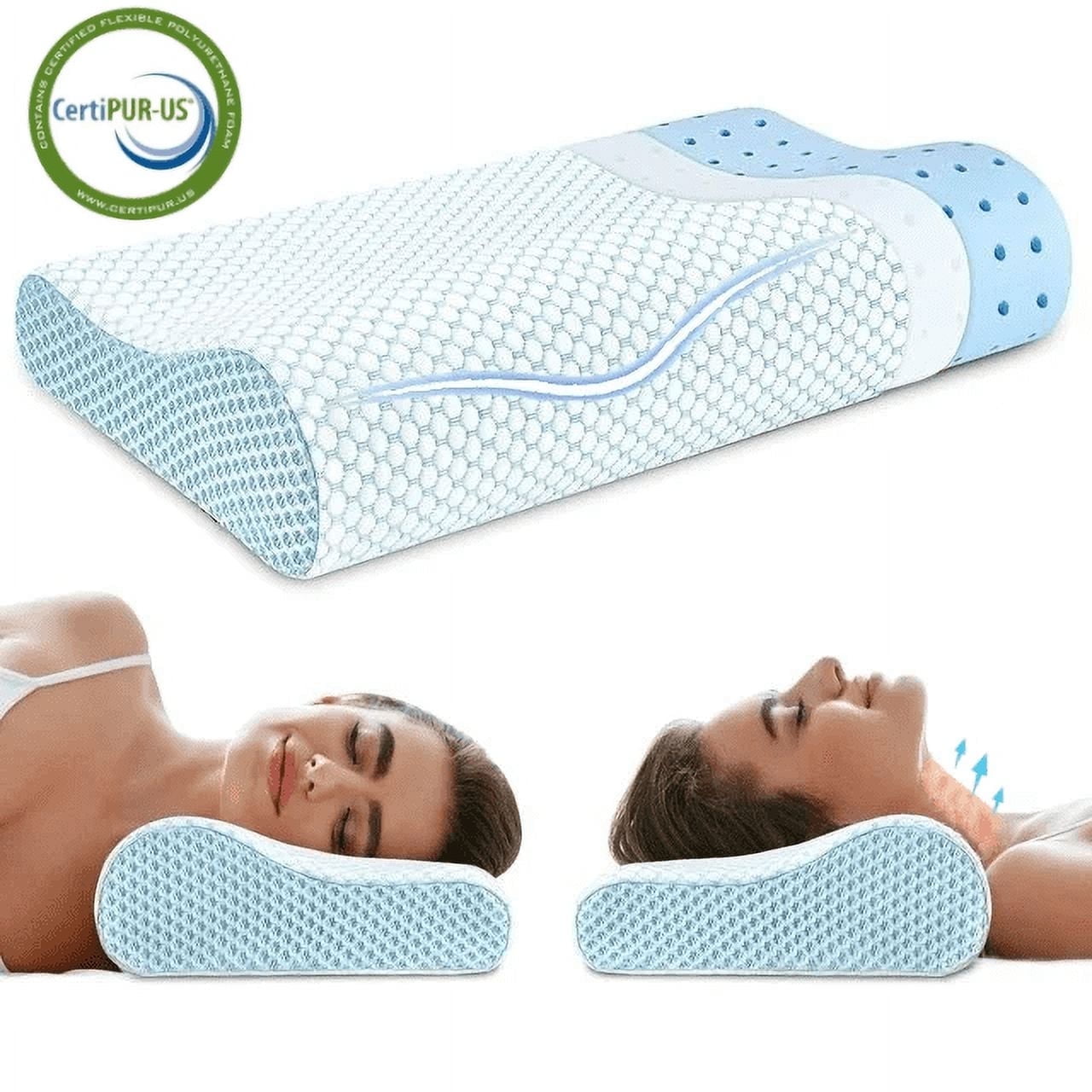 Neck Pillow Cervical Memory Foam Pillows for Pain Relief Sleeping ...