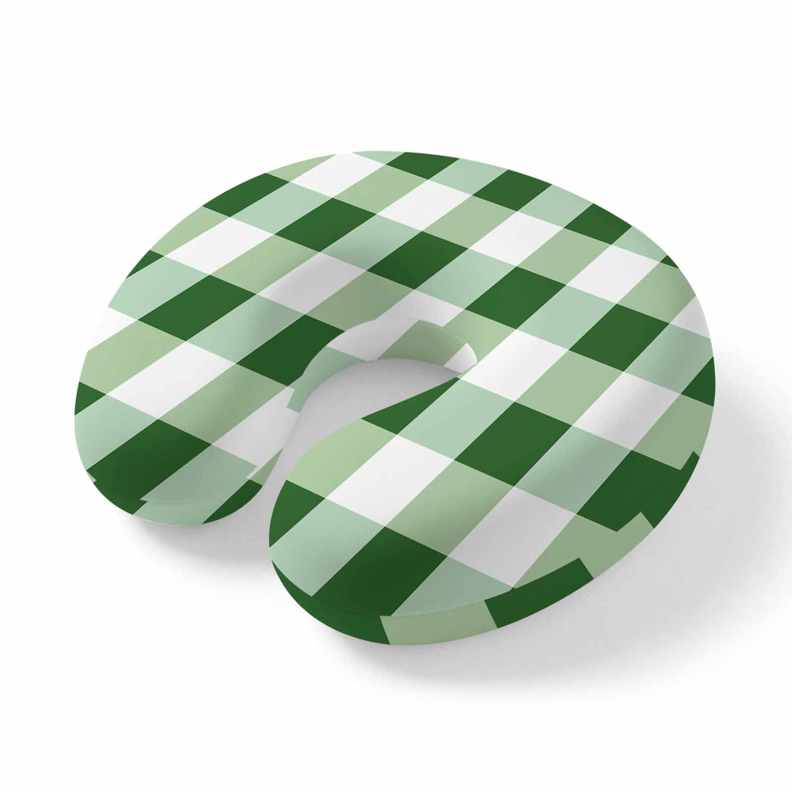 Neck Pillow, Green Plaid Memory Foam U-Shaped Travel Pillow for ...