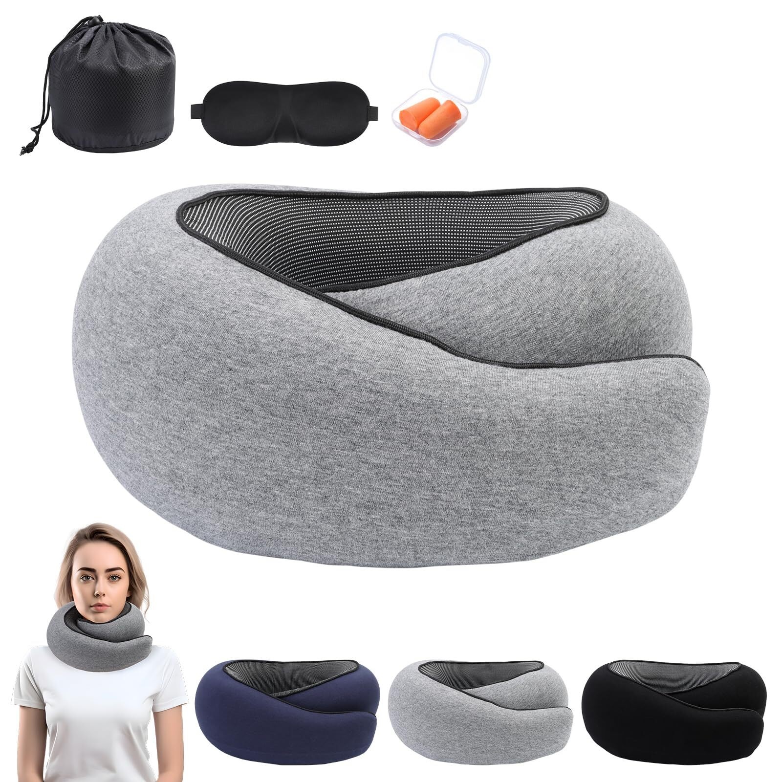 Neck Pillows for Travel, Airplane Pillow, Memory Foam for Kids & Adults Travel Pillow, 360 ...