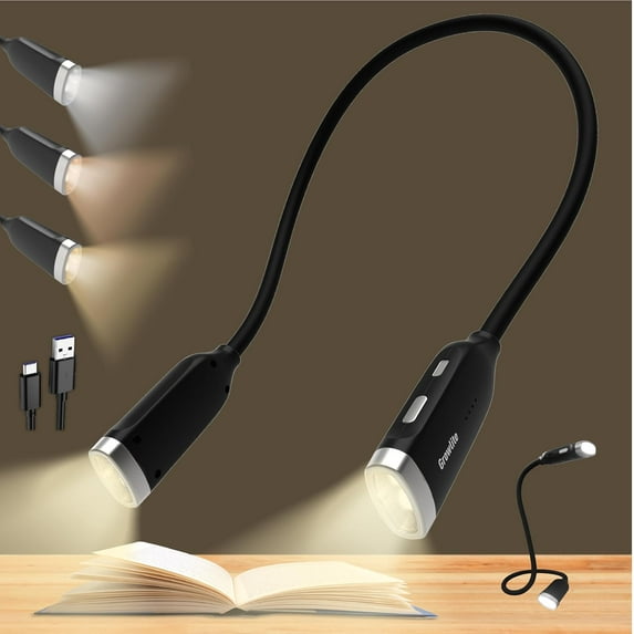 Neck Reading Light, 3 Color & Brightness Adjustable Book Light for in ...