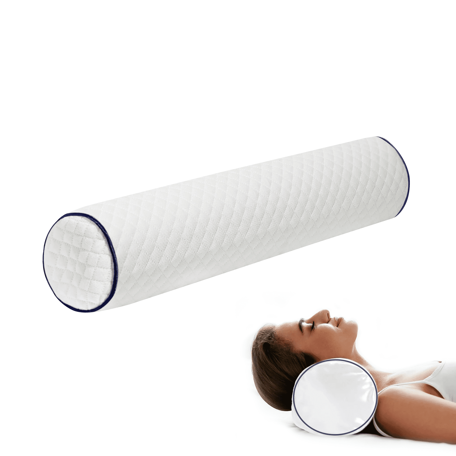 Neck Roll Pillow for Neck Relief – Extra Dense Memory Foam Round ...