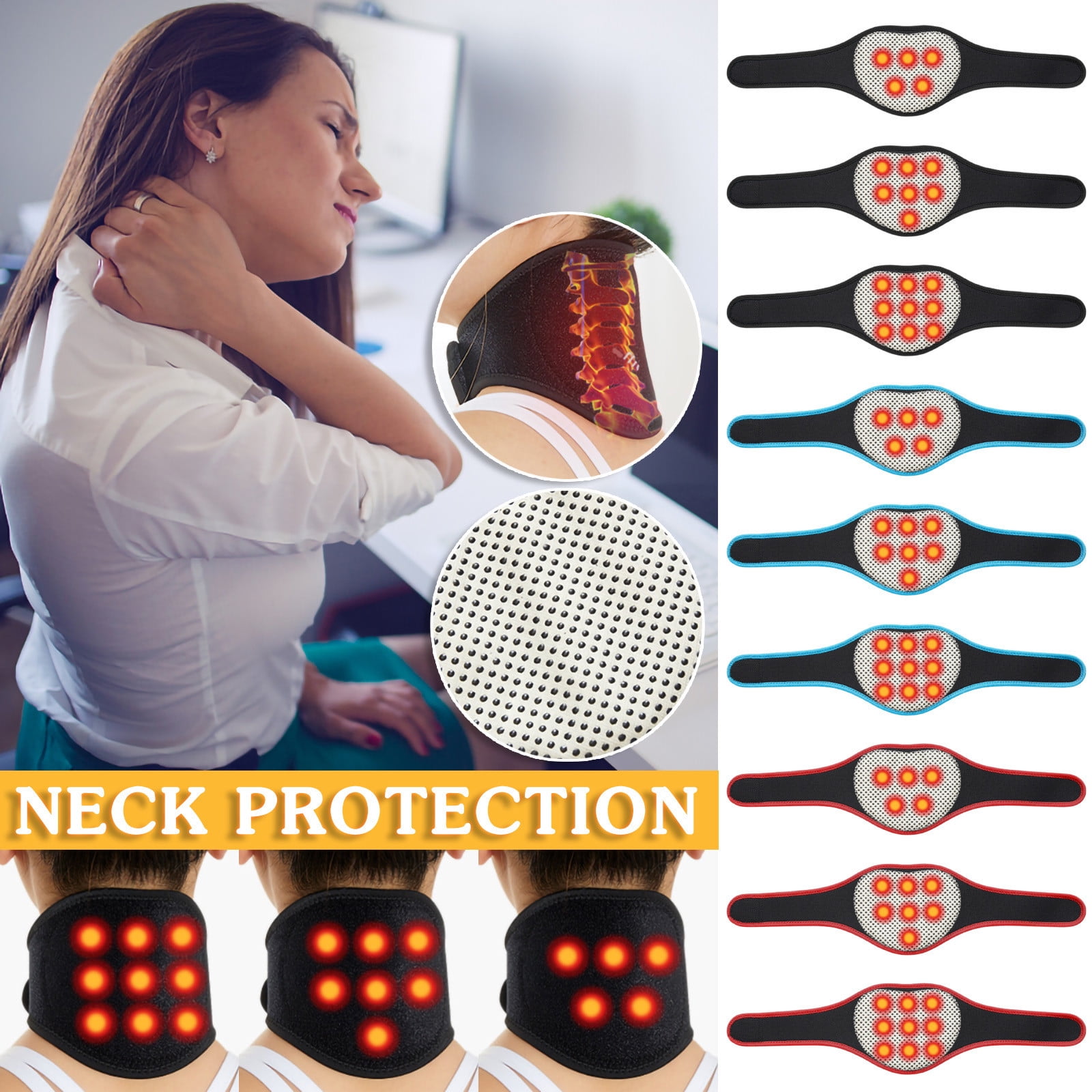 Neck Support Collar, Warm Cold Therapy, Adjustable Straps, Soft Fabric ...