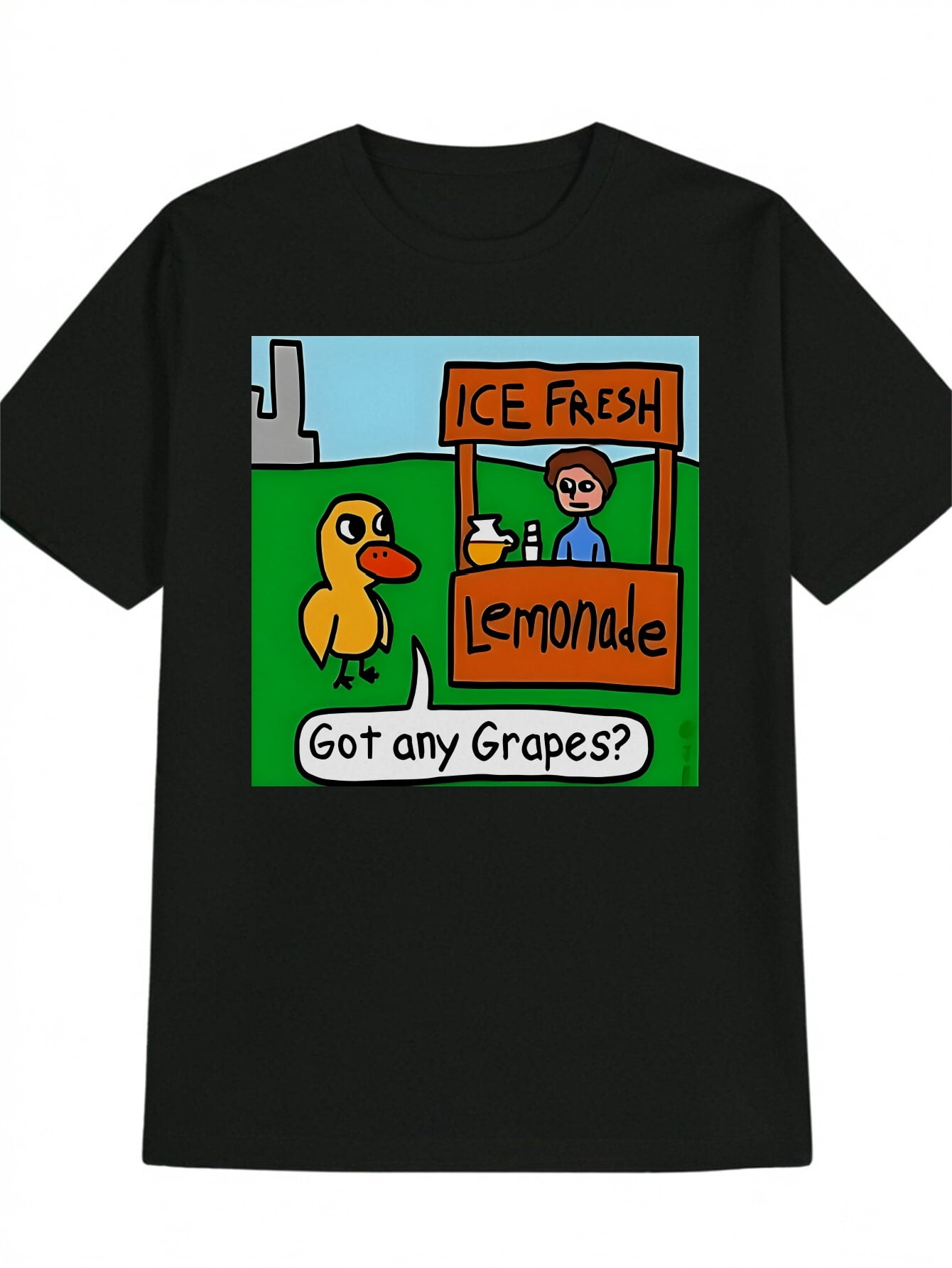 Neck T-Shirt with Duck Lemonade Stand Graphic - "ICE FRESH Lemonade ...