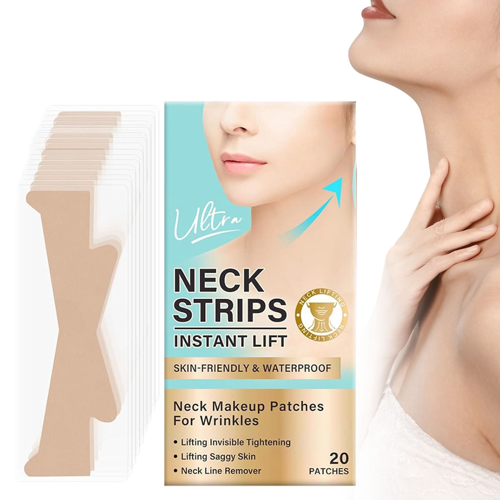 Neck Tape Lifting 20 Pcs Neck Wrinkle Reusable & High Elastic ...