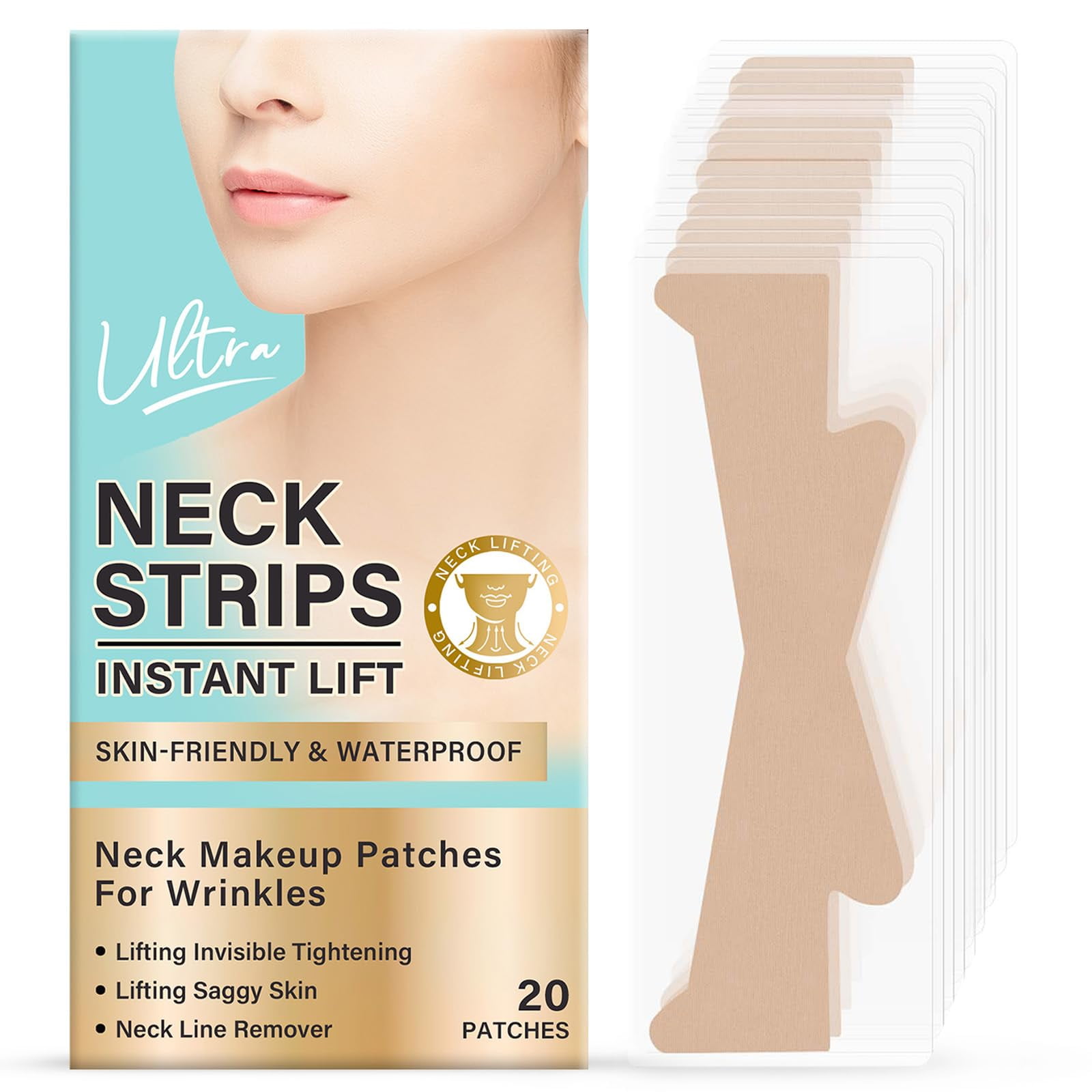 Neck Tape Lifting Invisible, IFF17 20Pcs High Elastic Neck Wrinkle ...