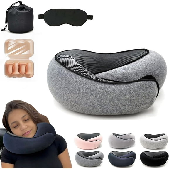 Cute U-shaped Neck Pillow, Ergonomic Support for Travel, Soft Fabric ...