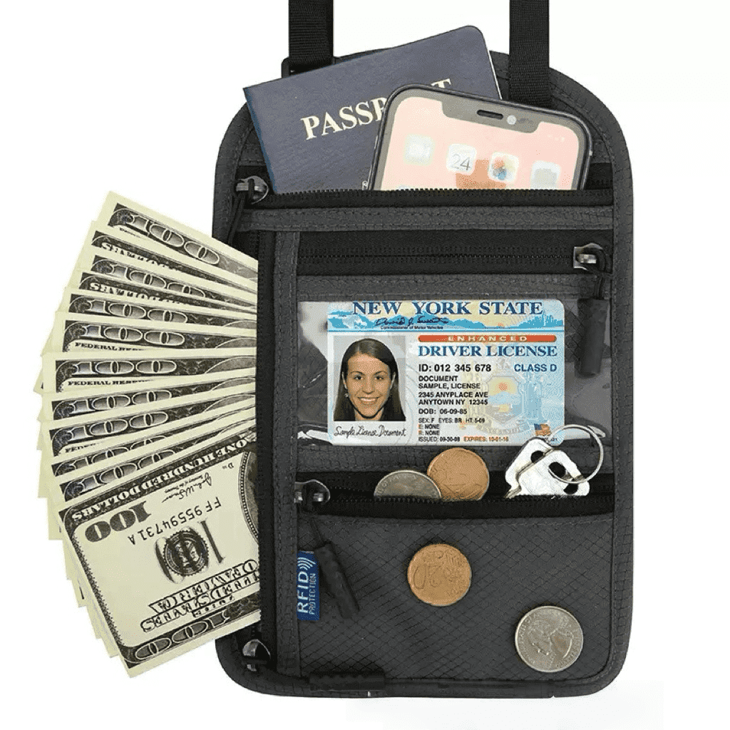 Neck Wallet,RFID Blocking Passport holder Neck Bag,Multi-Pockets Wallet ...