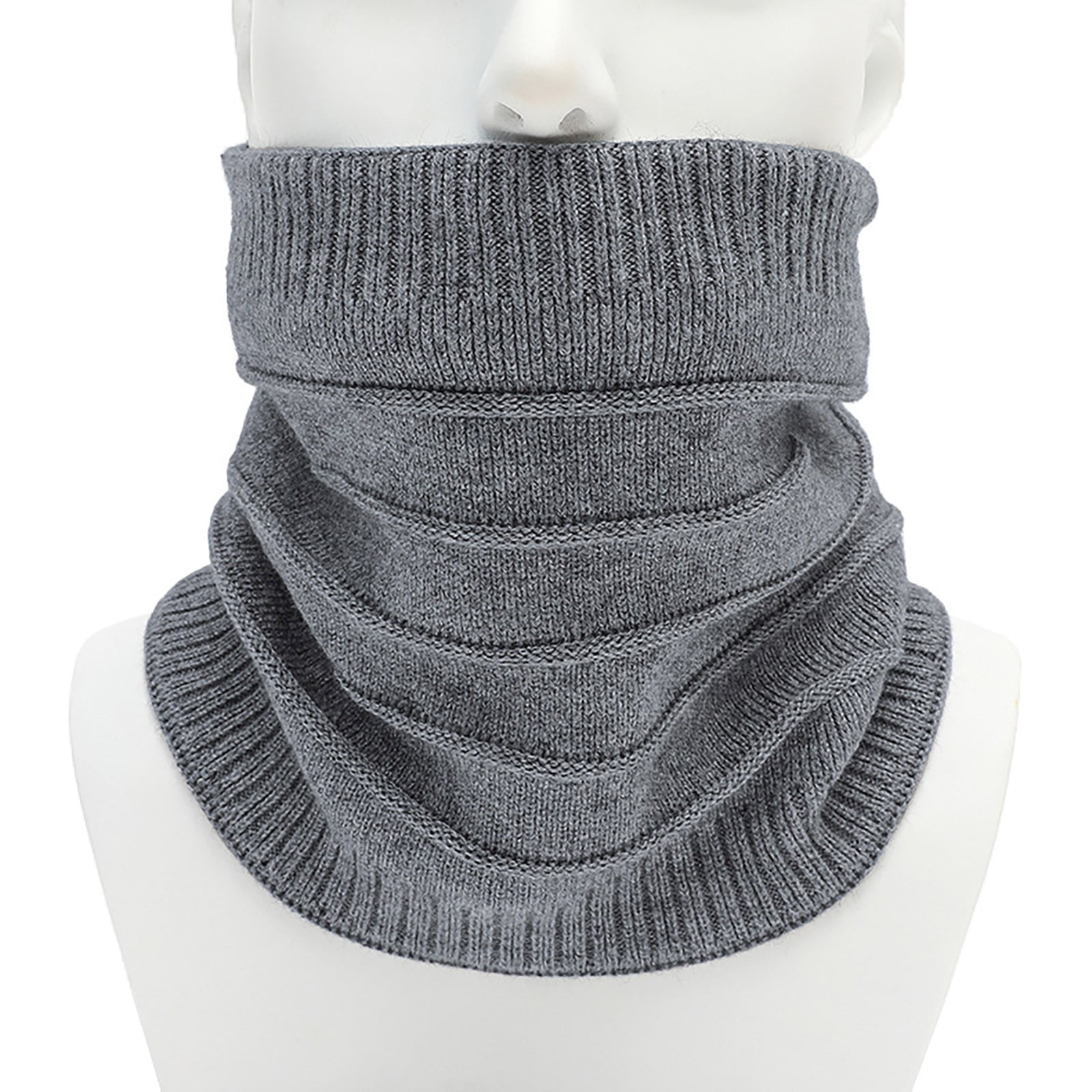 Neck Warmer, Duoif Winter Warm Plus Fluff Line Stripe Bib Cover Solid ...