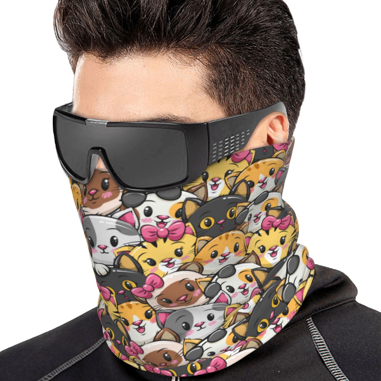 Neck Warmer Scarf, Cute Cat Cartoon Soft Headband Hair Sock Head Wrap ...
