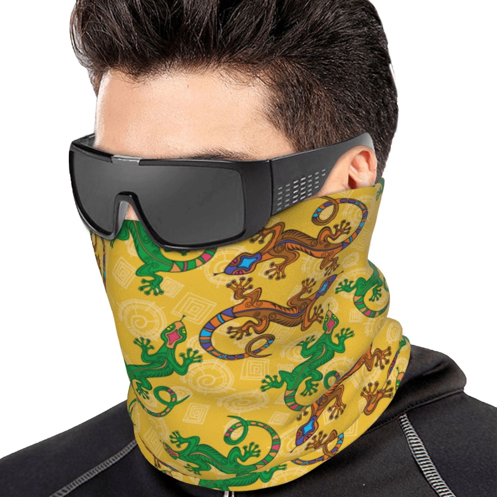 Neck Warmer Scarf, Tropical Funny Lizard Yellow Soft Headband Hair Sock ...