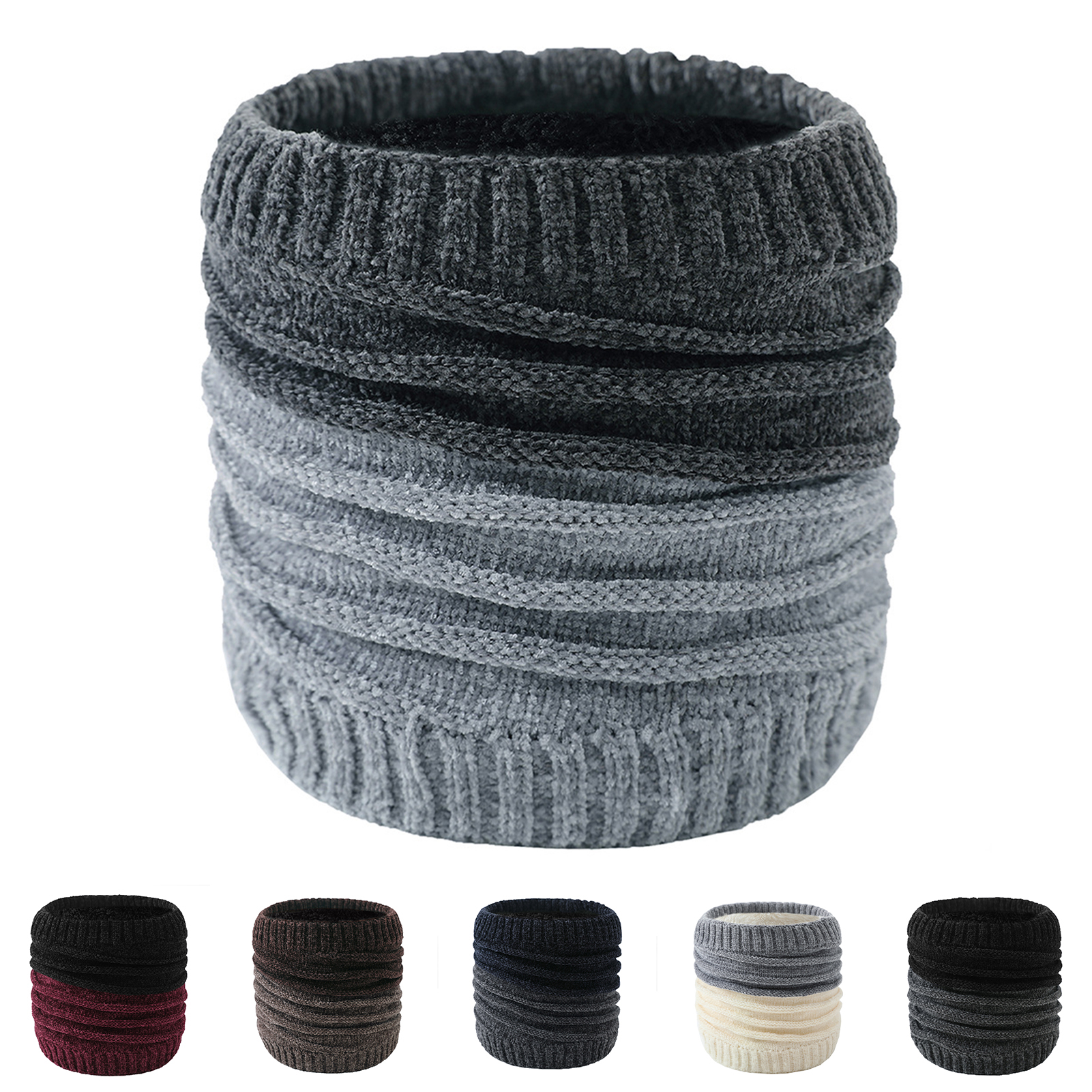 Neck Warmer Winter Warm Infinity Scarf Double-Layer Thick Fleece ...