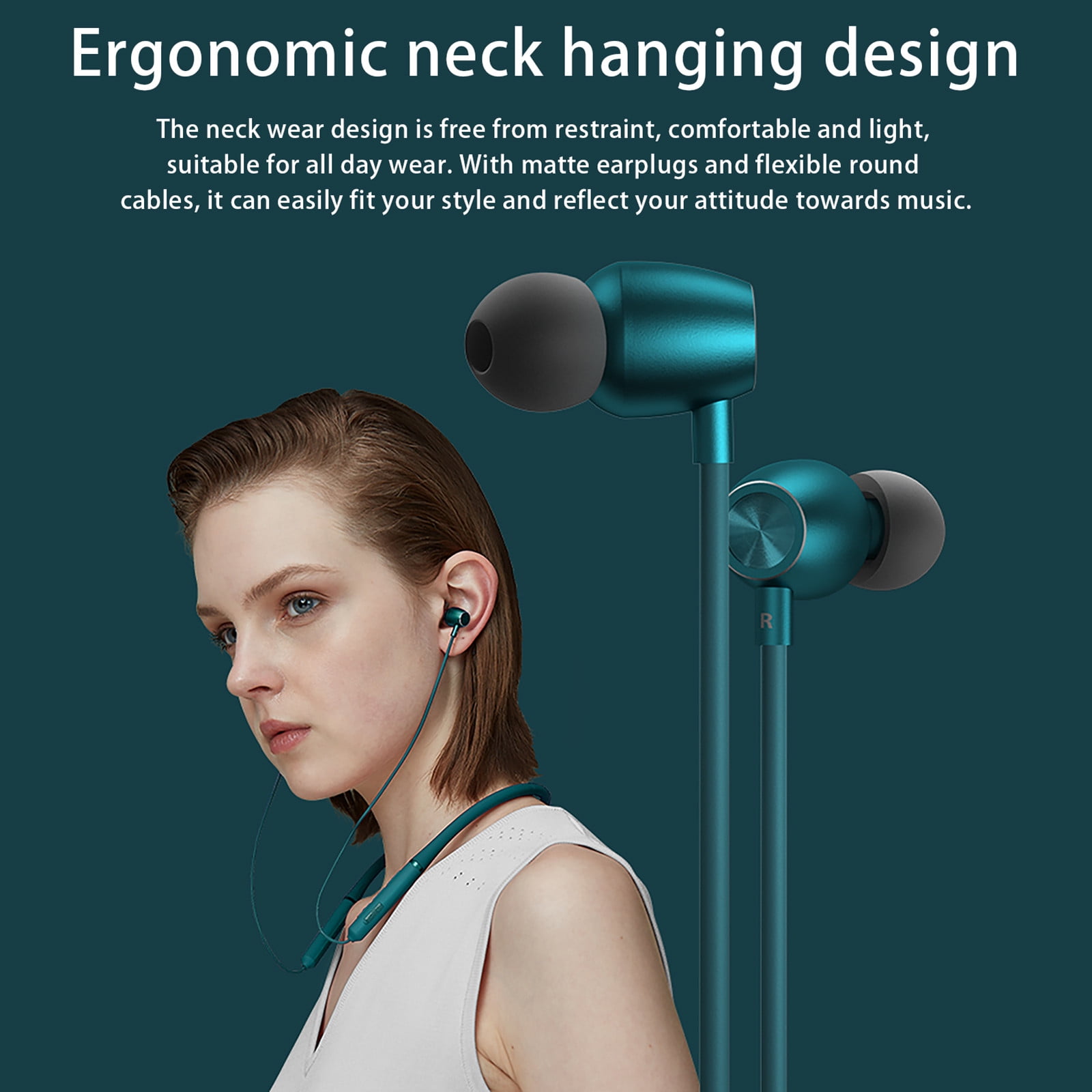 Neck-mounted Bluetooth Headphones, Sports Running Earphones, Sweatproof ...