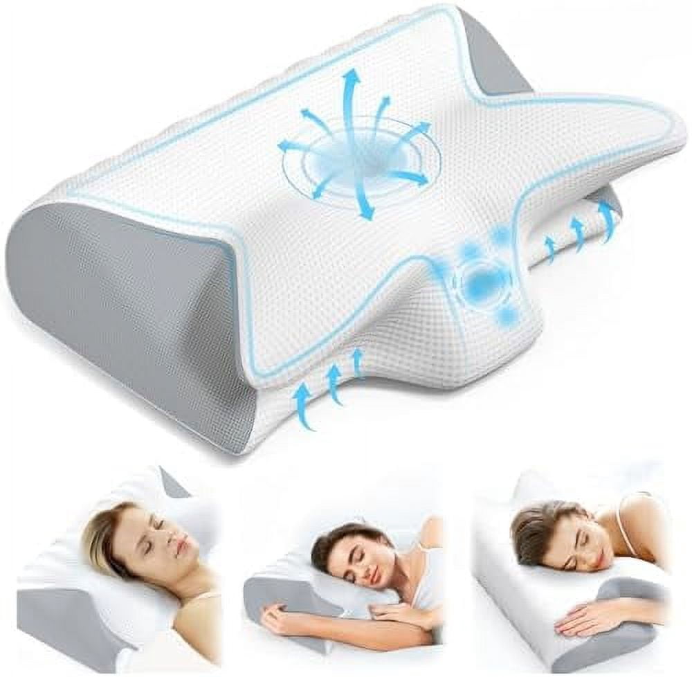 Neck pillow for cervical pain relief, adjustable ergonomic memory foam ...