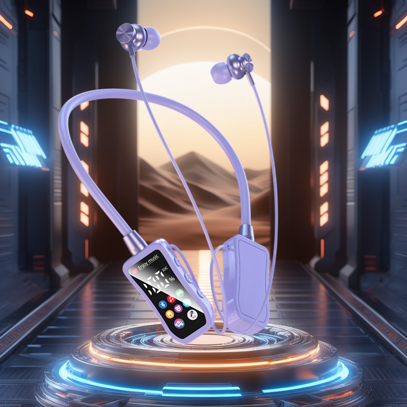 Neckband Bluetooth Earbuds with LED Screen , Wireless Bluetooth 5.4 Headphones with Ear Return ...