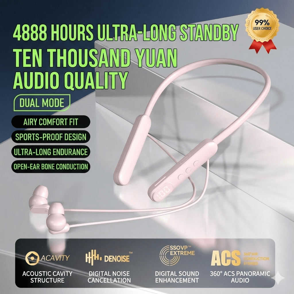 Neckband Bluetooth Wireless Earbuds with Digital Battery Display ...