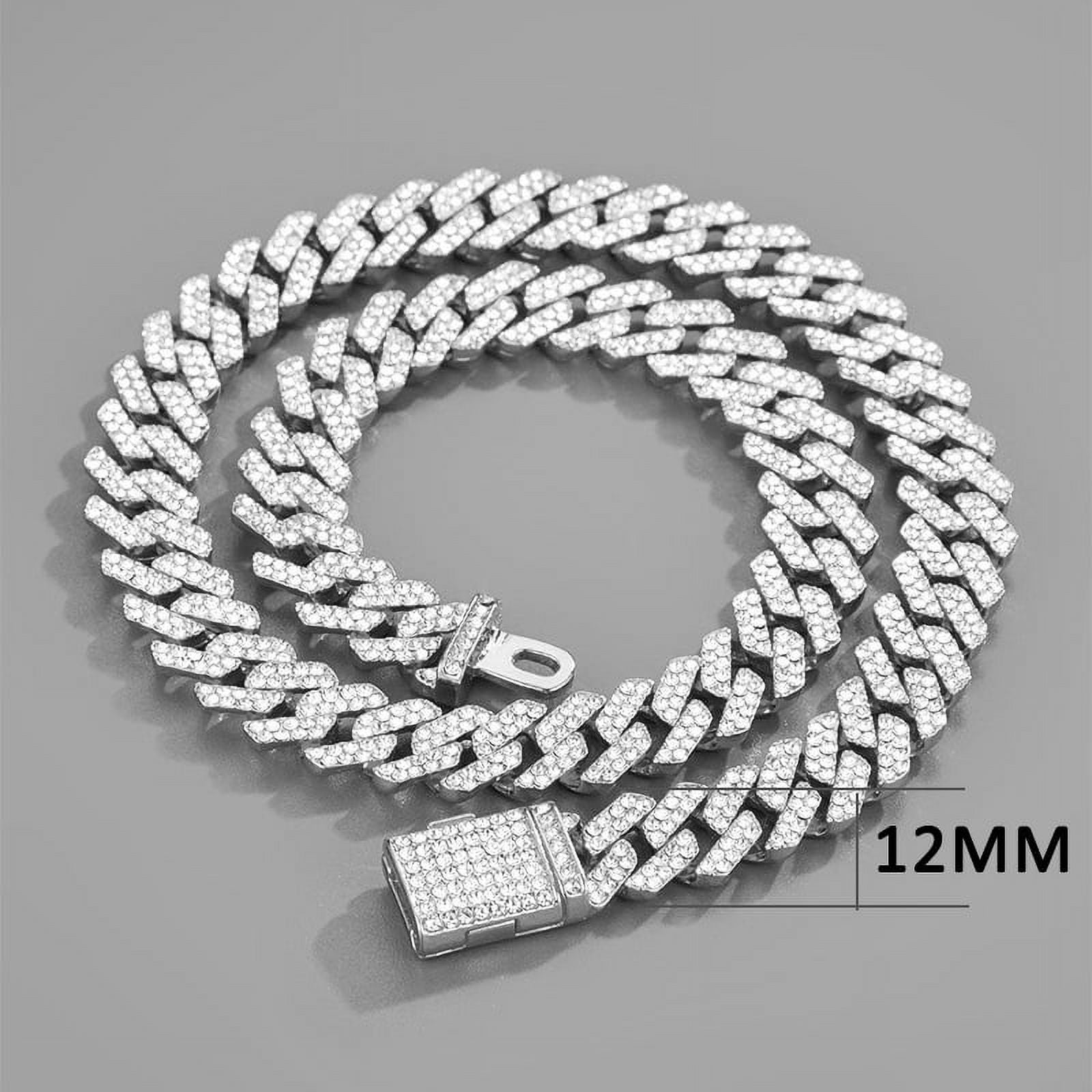 Necklace+Bracelet Cuban Link Chain Hip Hop Men Necklace 14mm iced out ...