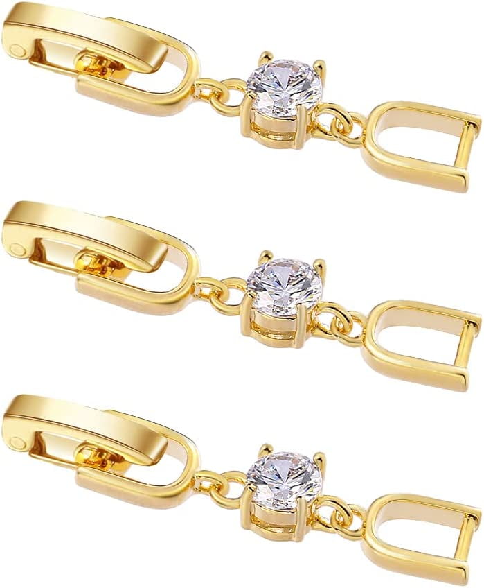 Necklace Bracelet Extenders, 3Pcs Gold Plated Crystal Rhinestone ...