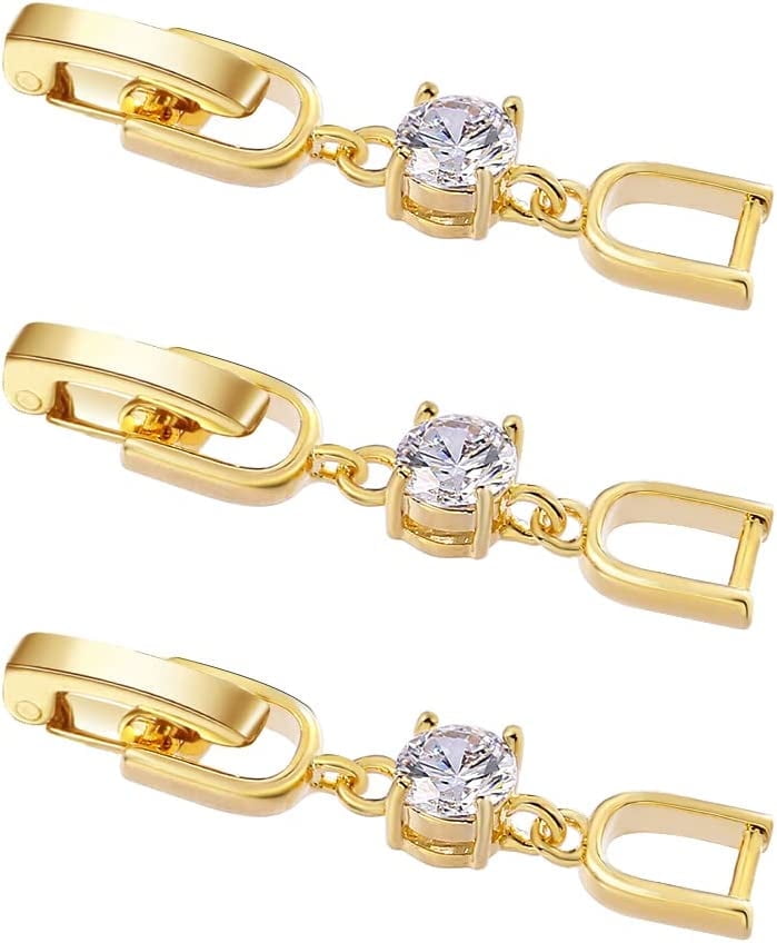 Necklace Bracelet Extenders, 3Pcs Gold Plated Crystal Rhinestone ...