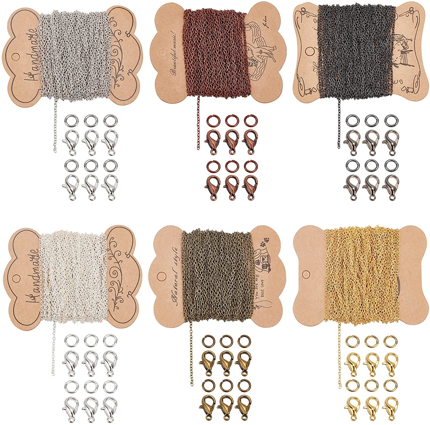 Necklace Chains 6 Color Link Cable Chain Necklace with 120pcs Lobster ...