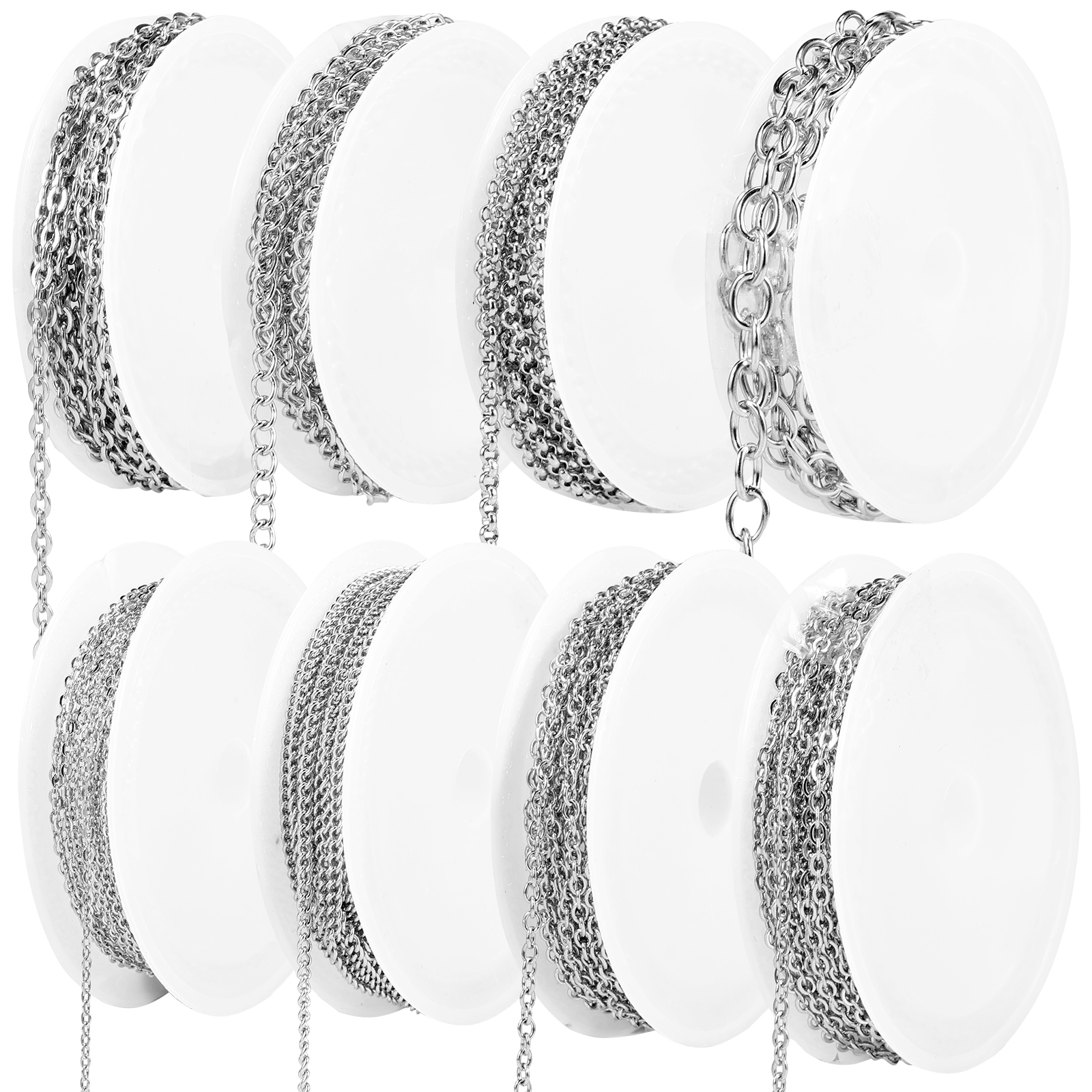 Necklace Chains for Jewelry Making 65.6 ft 8 Rolls Stainless Steel ...