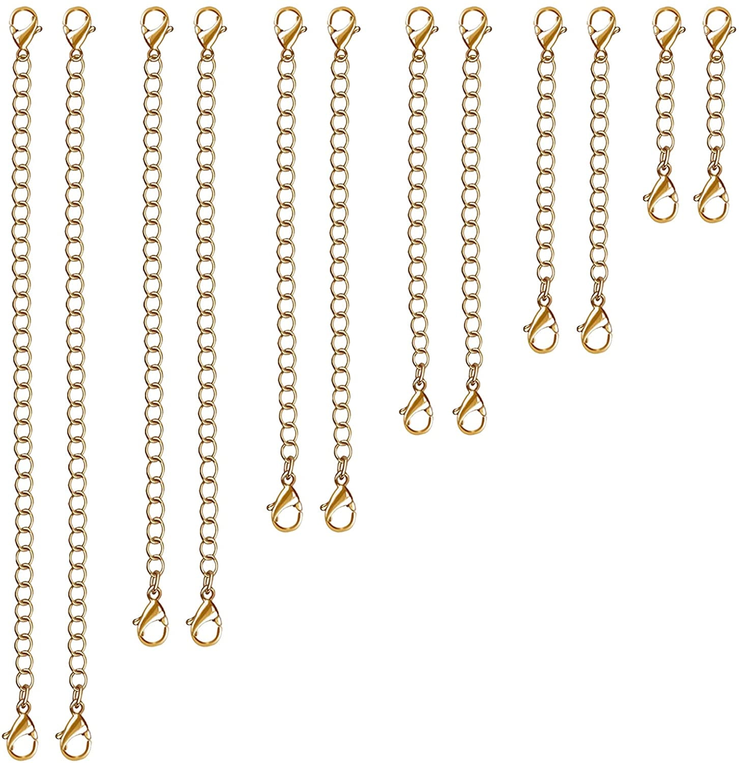 Necklace Extender, 12Pcs Gold Chain Extenders Stainless Steel Jewelry ...