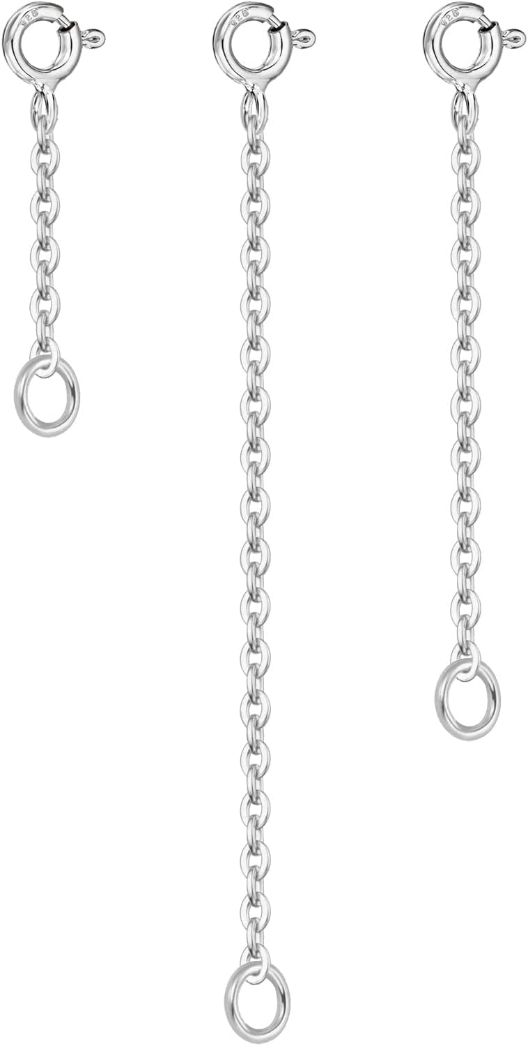 Necklace Extender [3PCS] White Gold Plated Sterling Silver Necklace ...