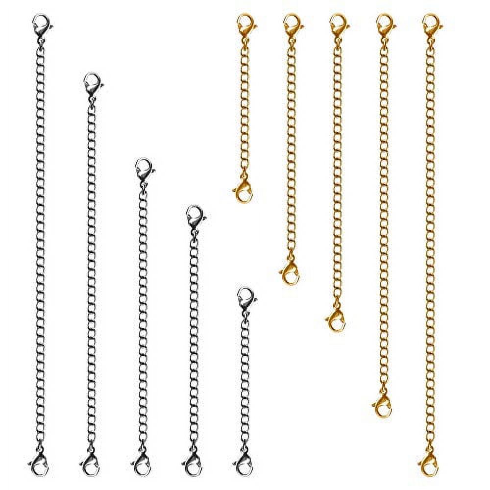 Necklace Extenders, 10Pcs Stainless Steel Gold Silver Necklace Bracelet ...