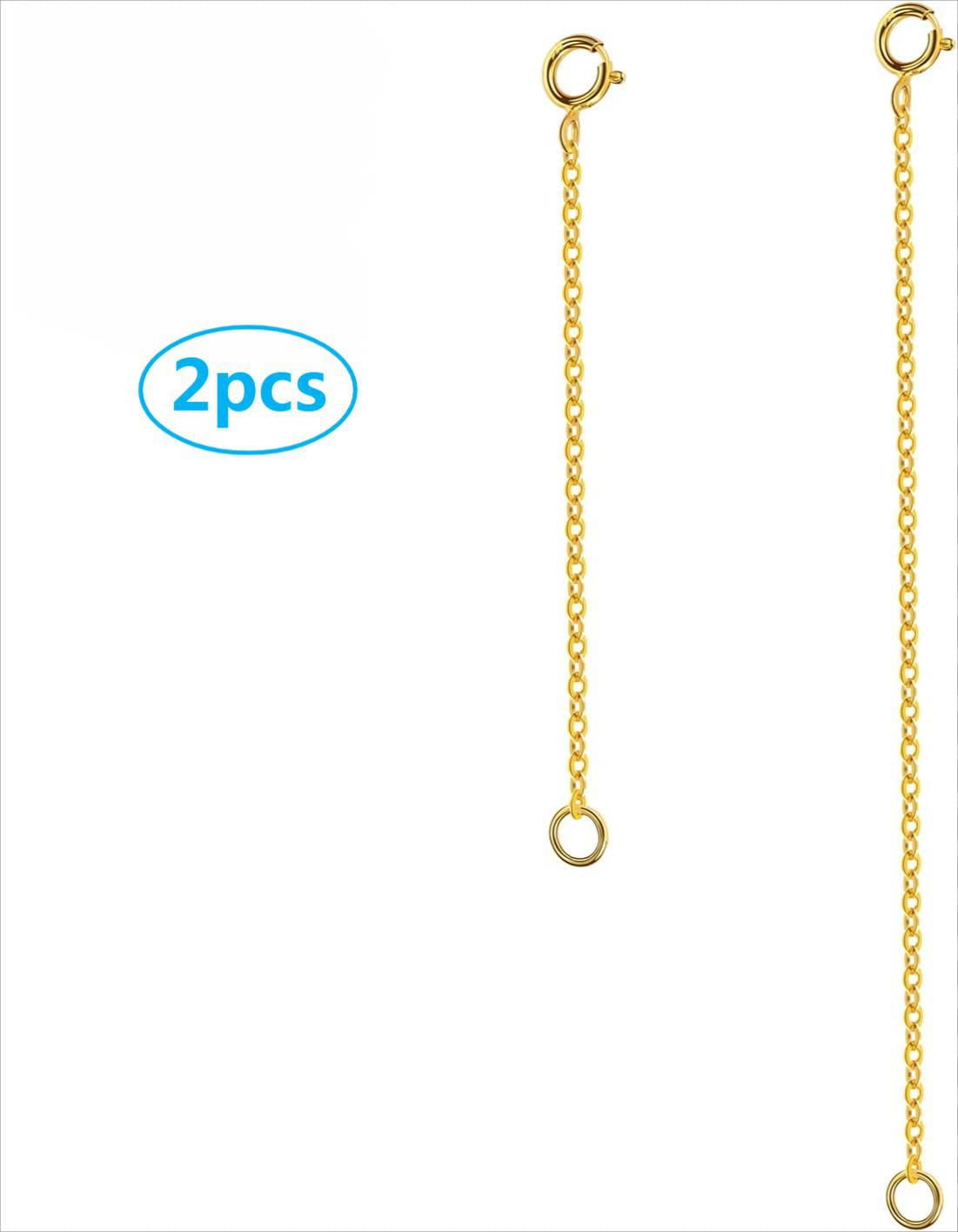 925 Sterling Silver Adjustable Necklace Extenders, 14K Gold Chains for ...