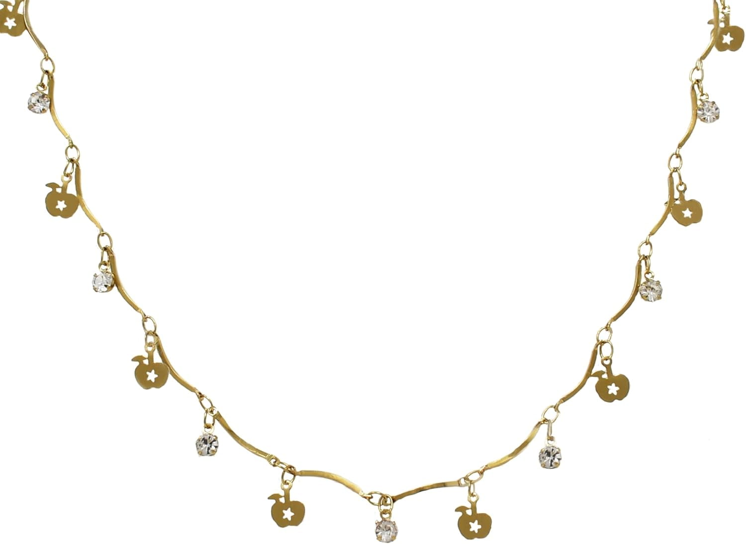 Necklace For Women Brass Apple & White Stone Chain Design And Stylish ...