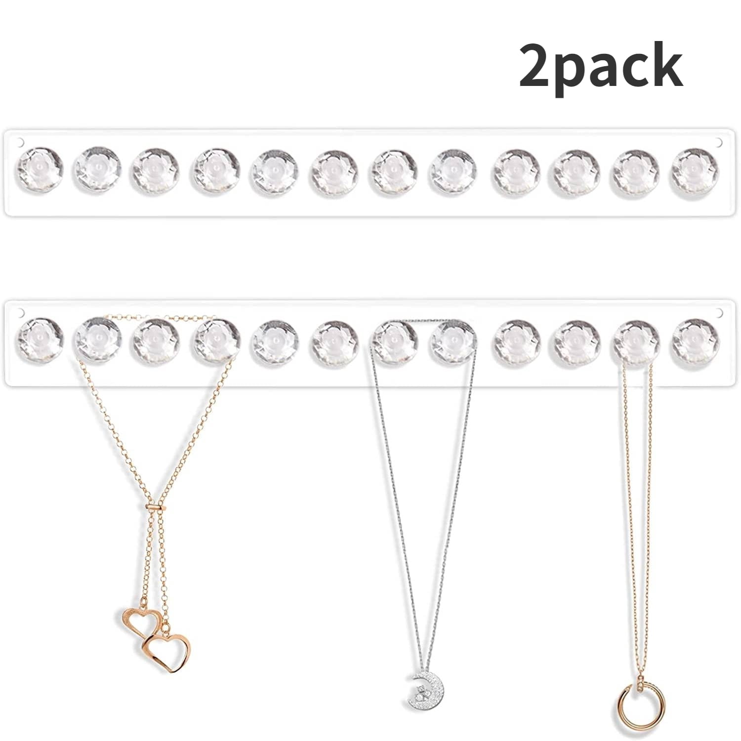 Ameitech, Necklace Holder, 2-pack Clear, Wall Mount Jewelry Organizer ...