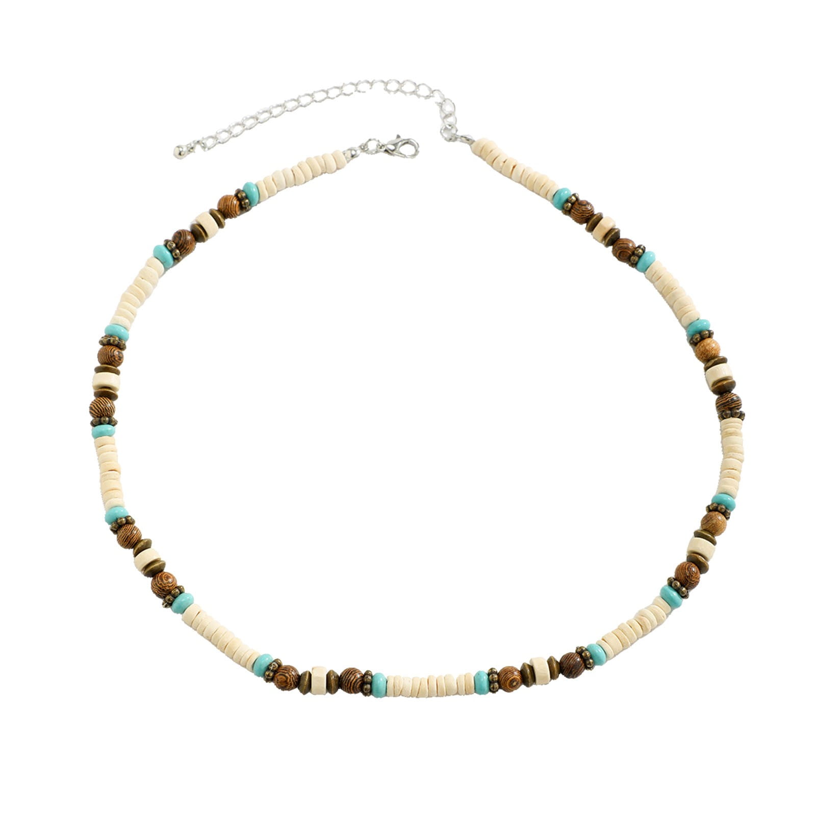 Bohemian Turquoise Wood Beads Necklace for Men Beach Fashion Summer ...