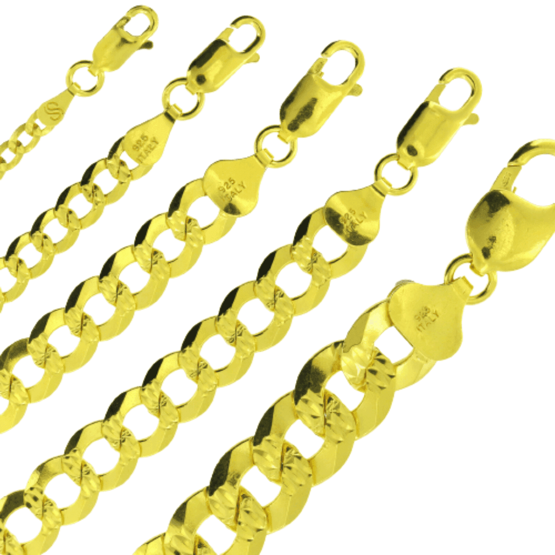 Necklaces for Men Women Cuban Curb Diamond Cut 925 Sterling Silver ...