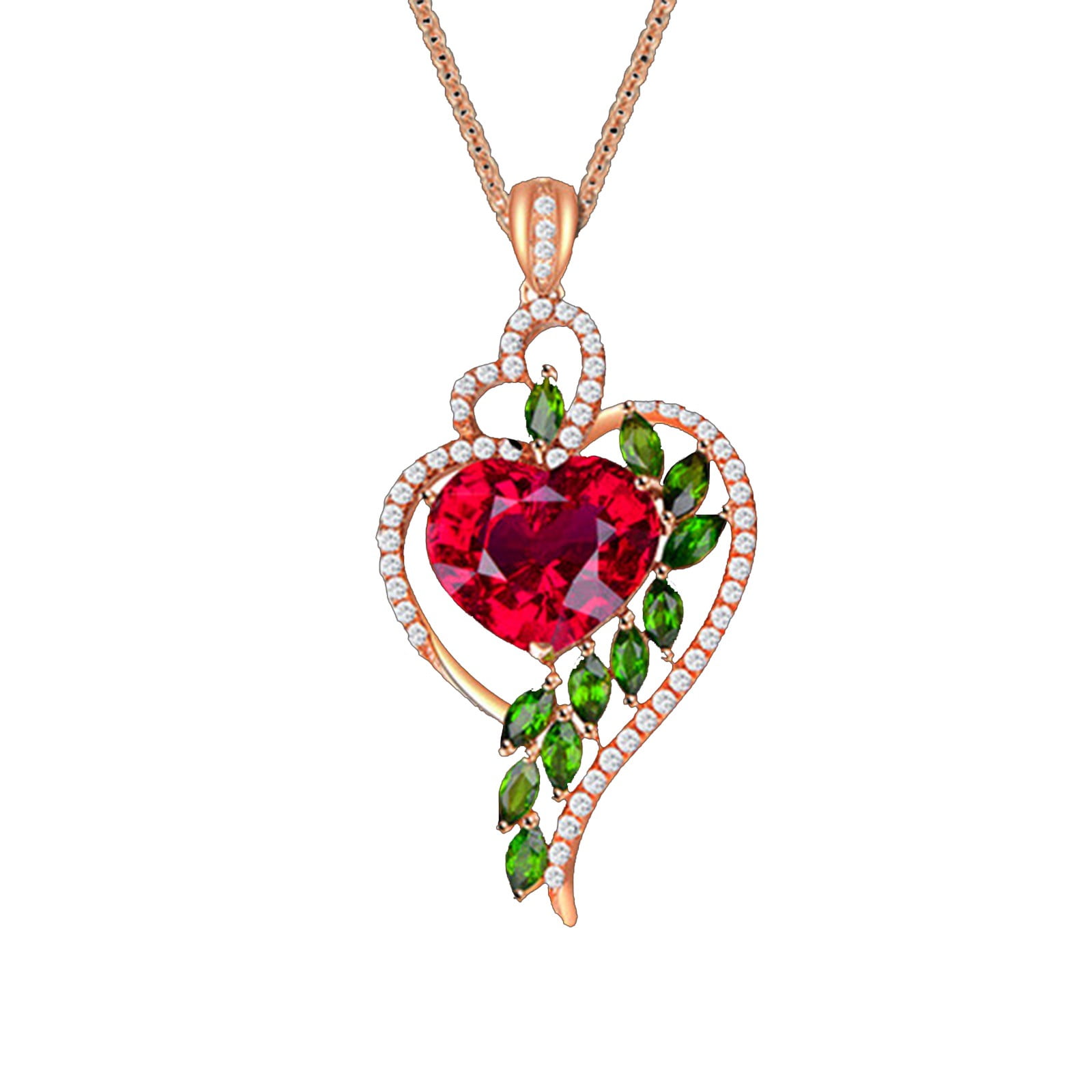 Necklaces for Women Heart-Shaped Rose Necklace Female Jewelry Set With ...