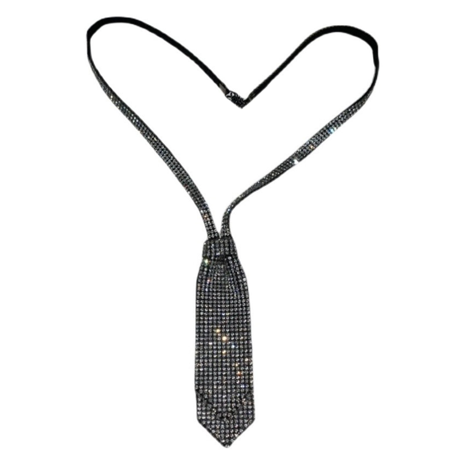 Necktie Necklace with Eye-catching Full Rhinestones for Club Carnivals ...