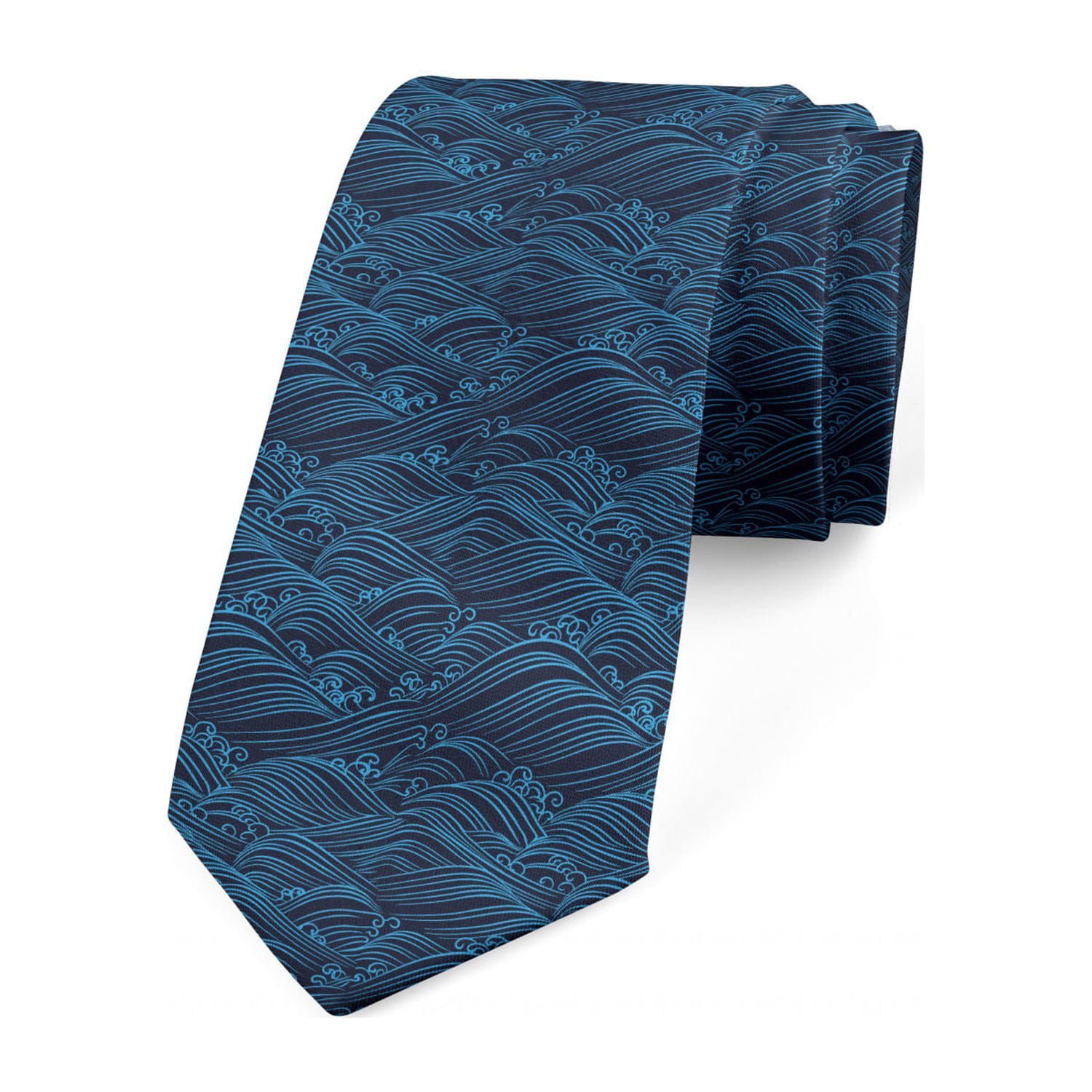 Necktie, Night Colors Waves of Ocean, 3.7", Dark Navy Blue, by ...