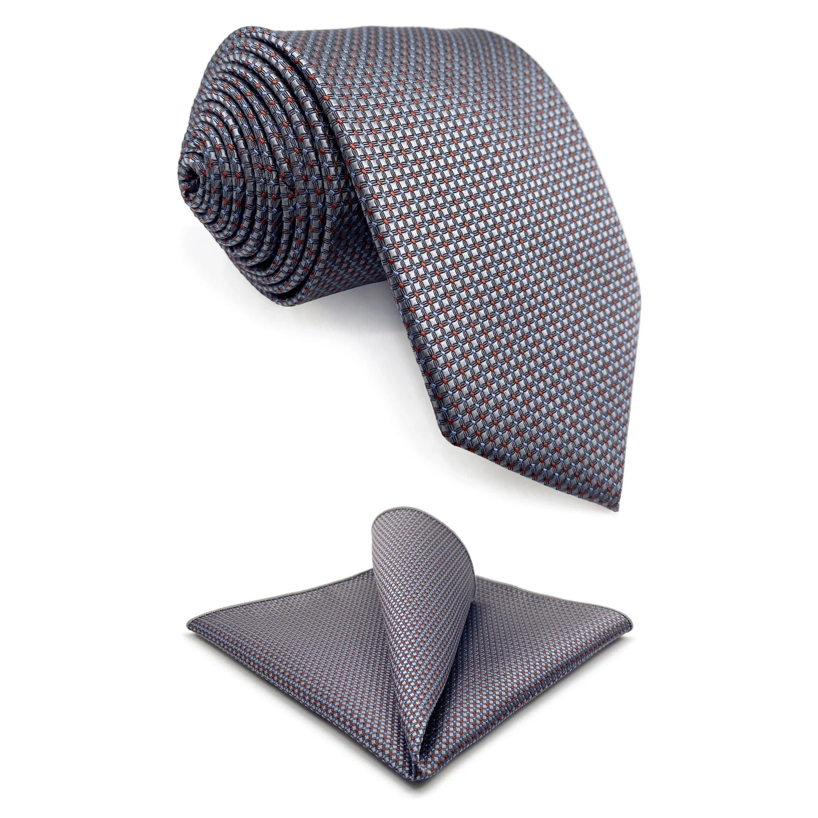 Neckties for Men Set Tie Grey Silver Red Jacquard Woven for Big and ...