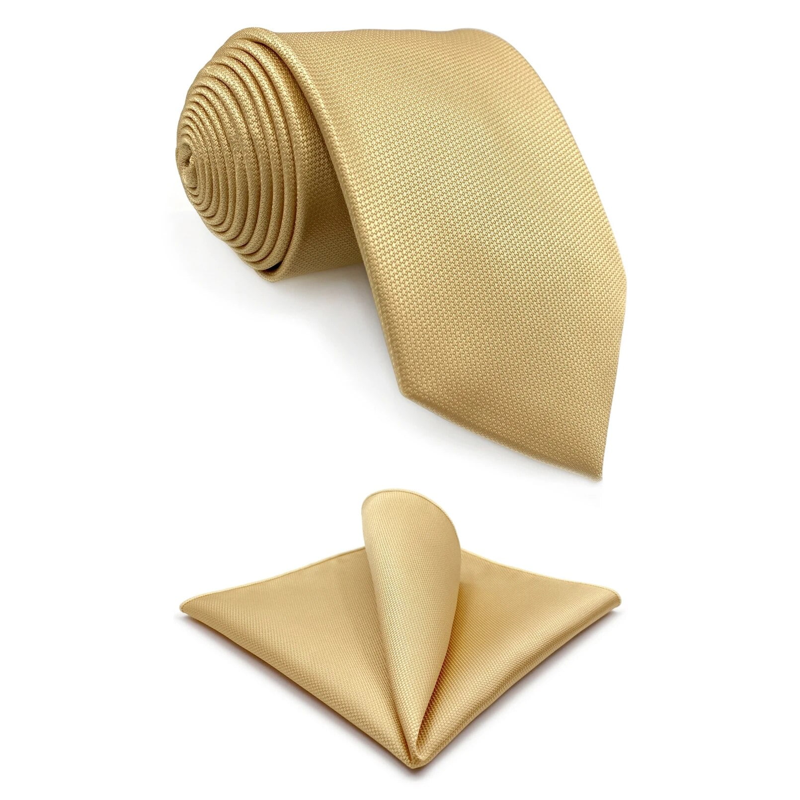 Neckties for Men Solid Color Yellow Formal Tie and Pocket Square Satin XL Extra Long 63 ...
