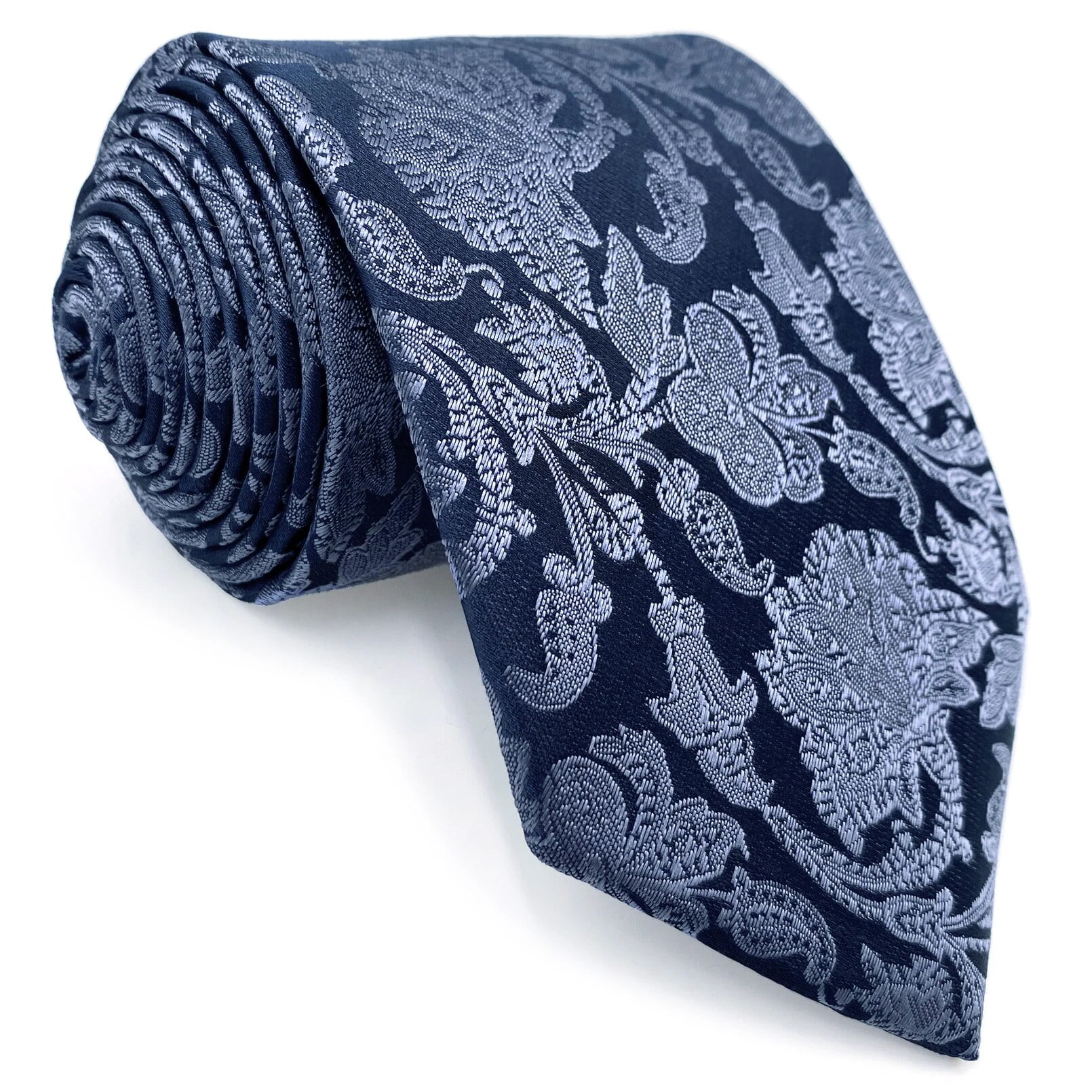 Neckties for Men Steel Blue Space Blue Floral Pattern Tie Satin Classic ...