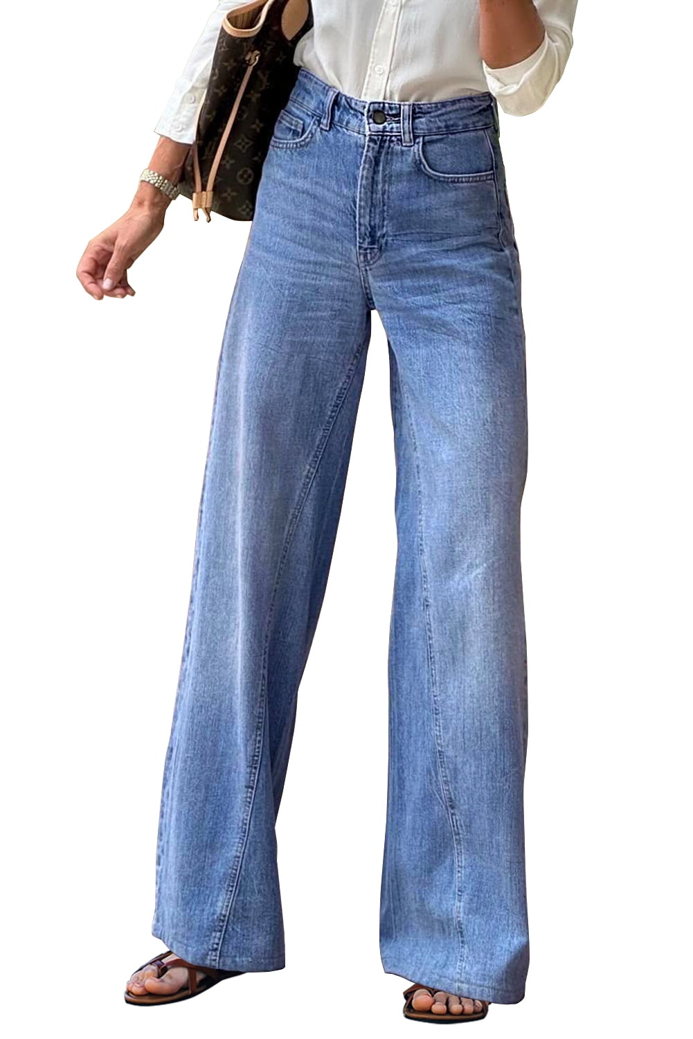 Necooer Women's Denim Jeans High Waist Casual Washed Stretchy Boyfriend ...