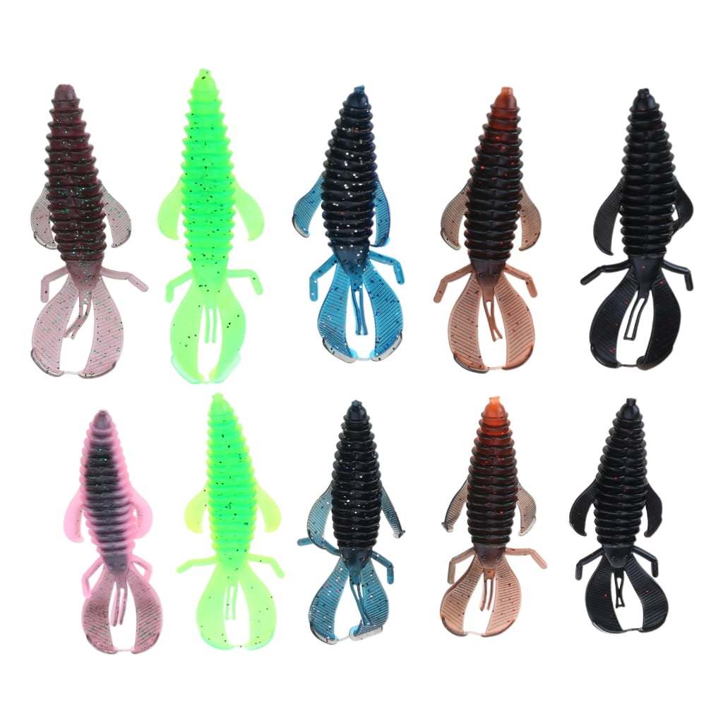 Necvior 10Pcs Soft Plastic Lures Wacky Baits Soft Worms Wacky Worms ...