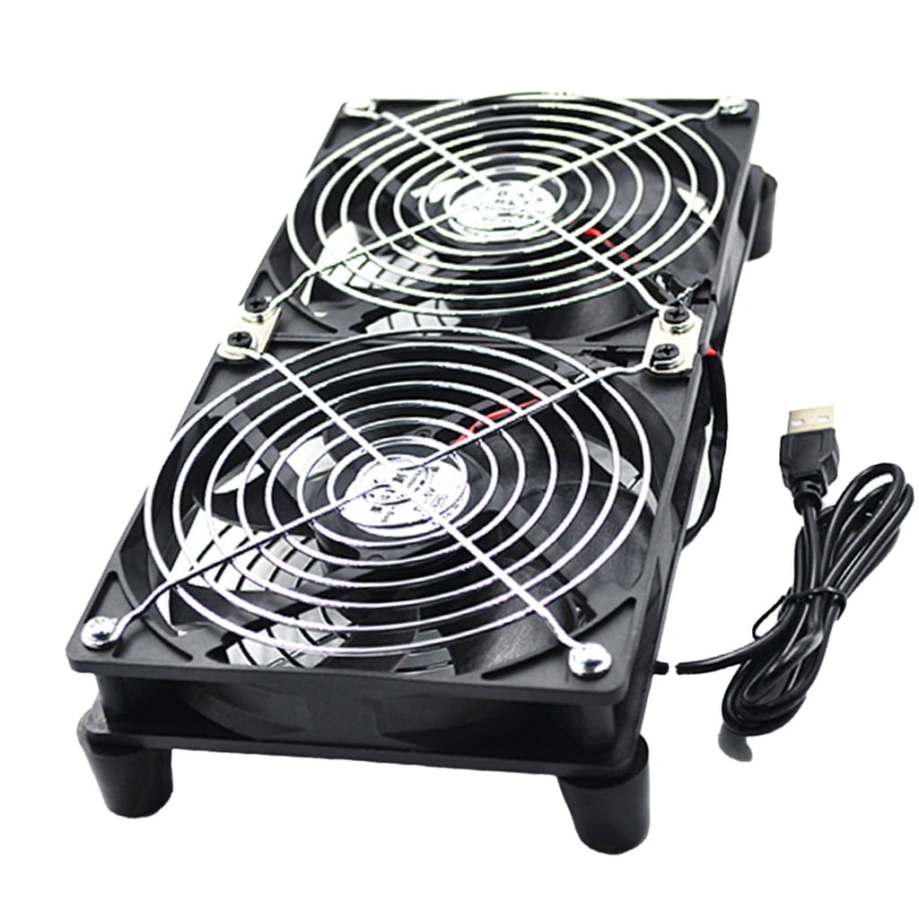 Necvior 120mm 5V Double USB Powered PC Router Fans With Speed Controller High Airflow Cooling ...