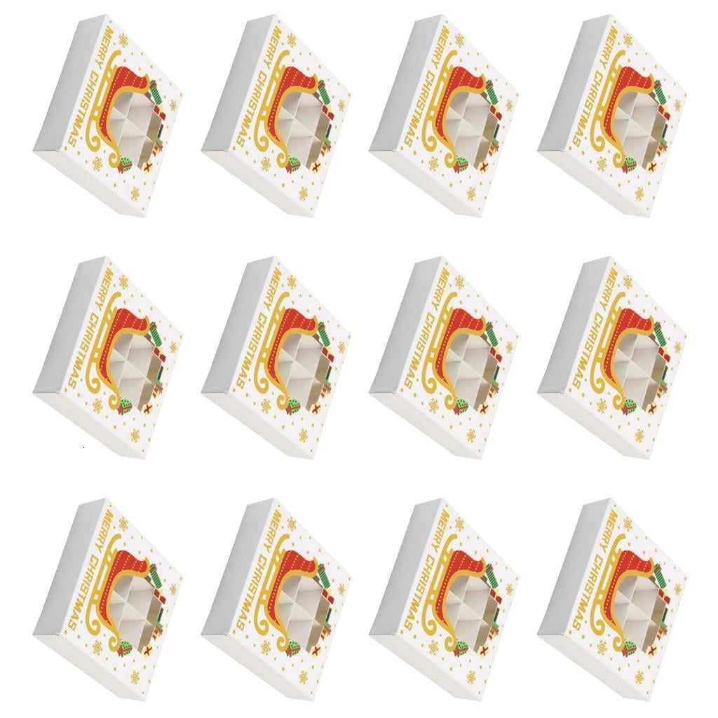 Necvior 12Pcs Christmas Treat Boxes 12 Slot Chocolate Gift Box Cookie ...