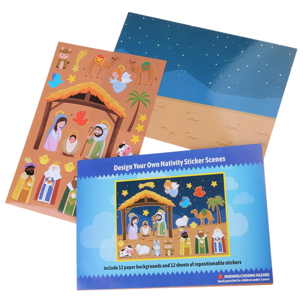 Necvior 12pcs/set Nativity Scene Stickers Christmas Theme Holiday Party ...