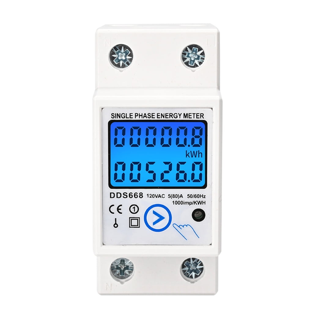 Necvior 1Phase Watt KWh Power Amp Meter Din Rail Consumption Wattmeter ...