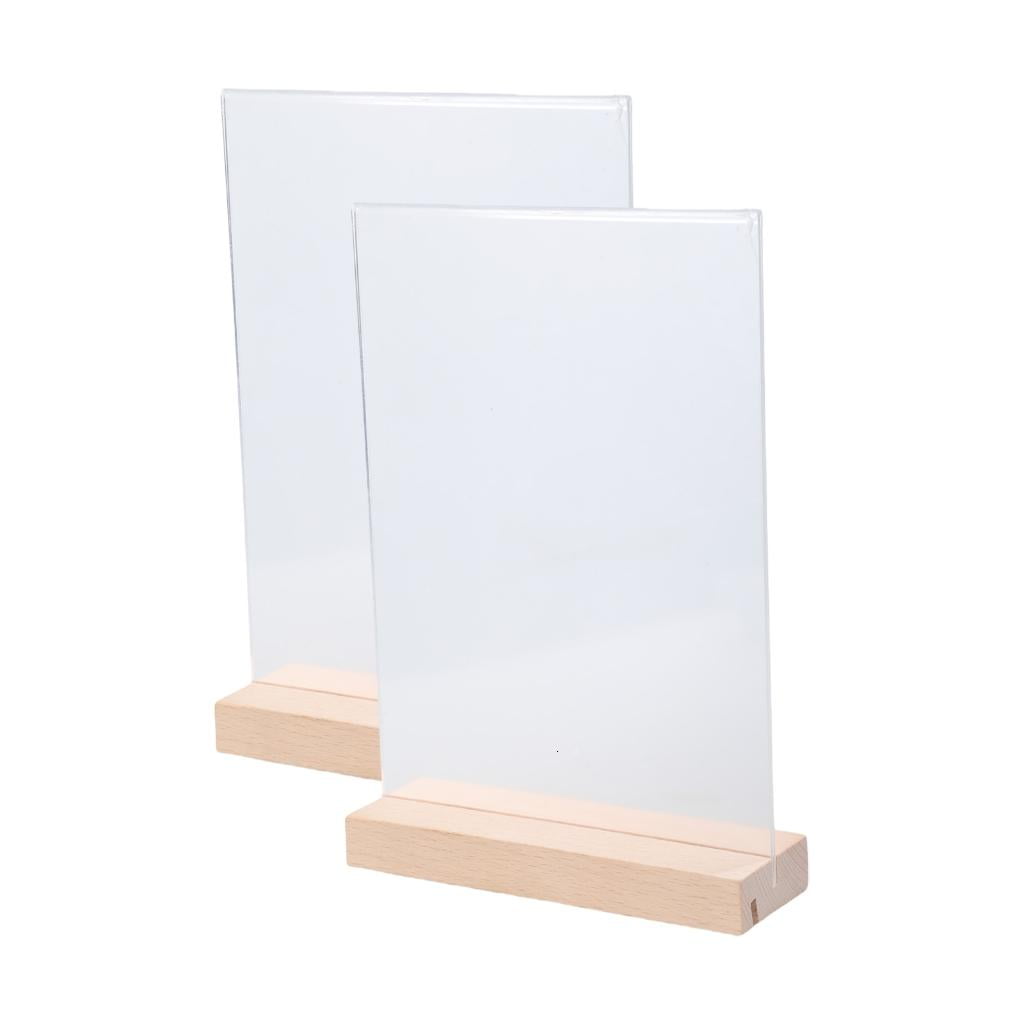 Necvior 2PCS Acrylic Display Stands with Wood Base Poster Stands Double ...