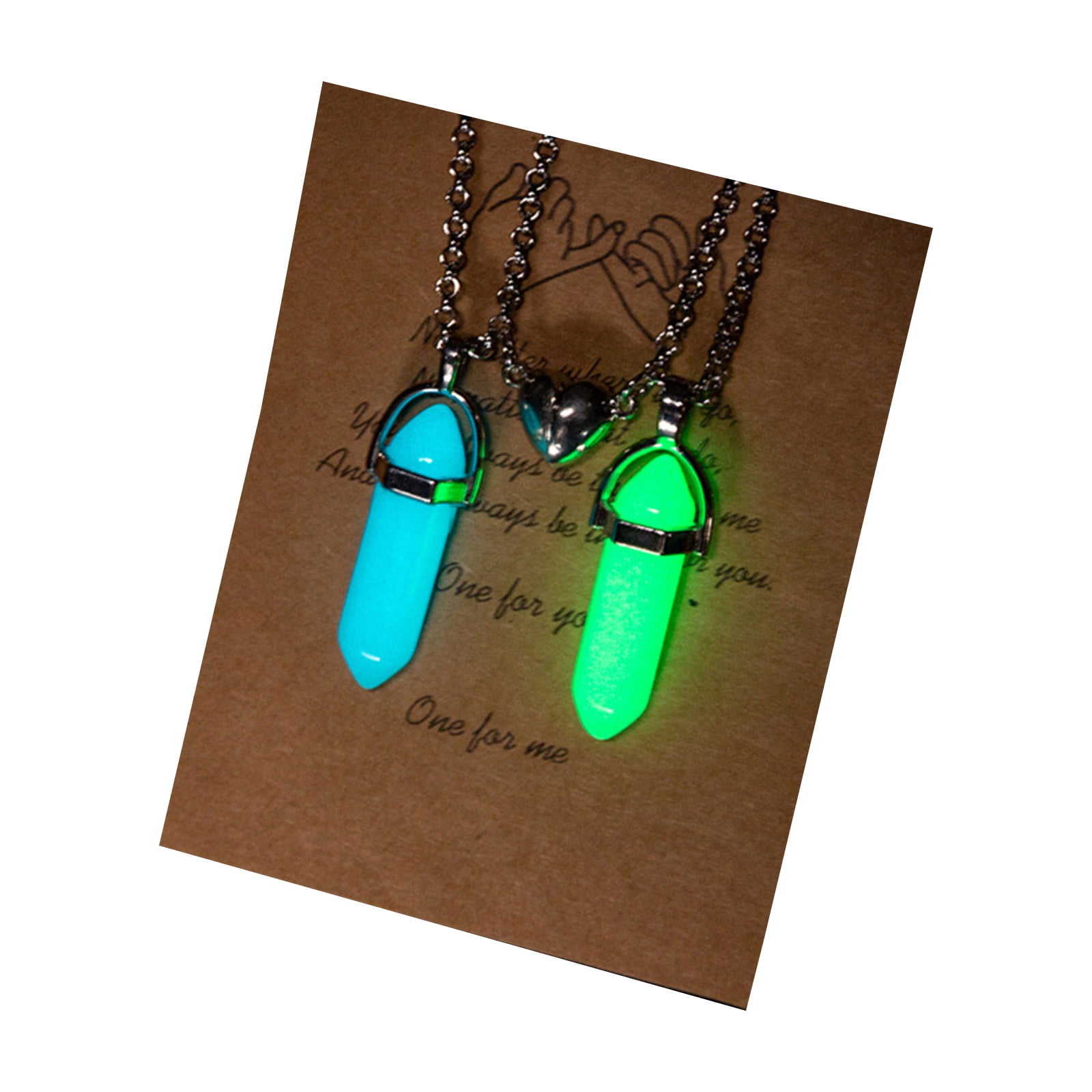 Necvior 2Pcs Fluorescent Hexagonal Pendants Necklaces Bullet Natural ...