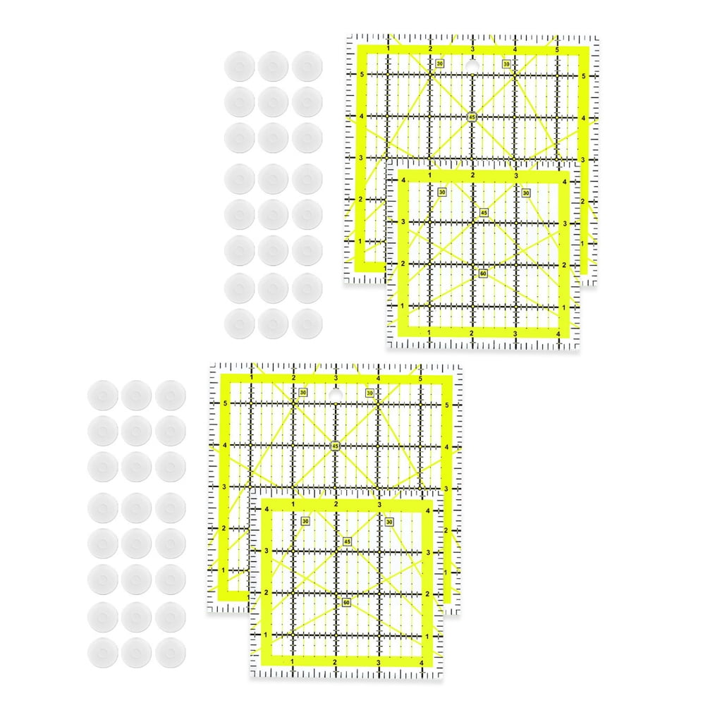 Necvior 2Sets Square Patchwork Ruler with Inch Scale and Angles Display ...